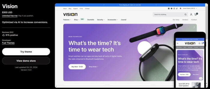 Vision Shopify Theme Review: Features, Pros & Cons 2025